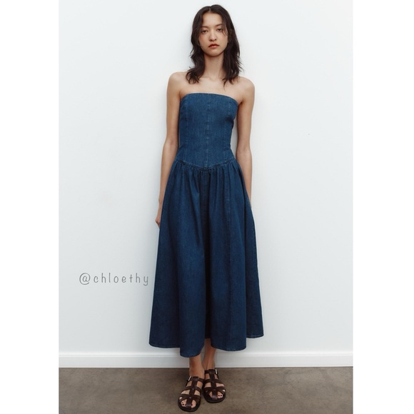 Zara | Dresses | Zara Trf Denim Midi Dress | Poshmark